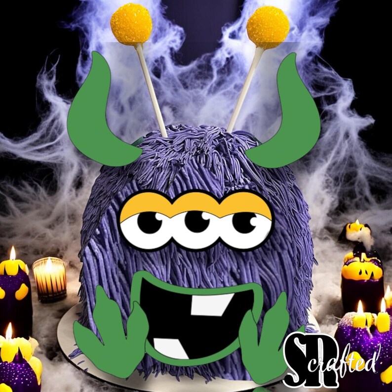 Monster Birthday Bash Cake Topper Set - Custom Decorations for 6-8 Inch ...