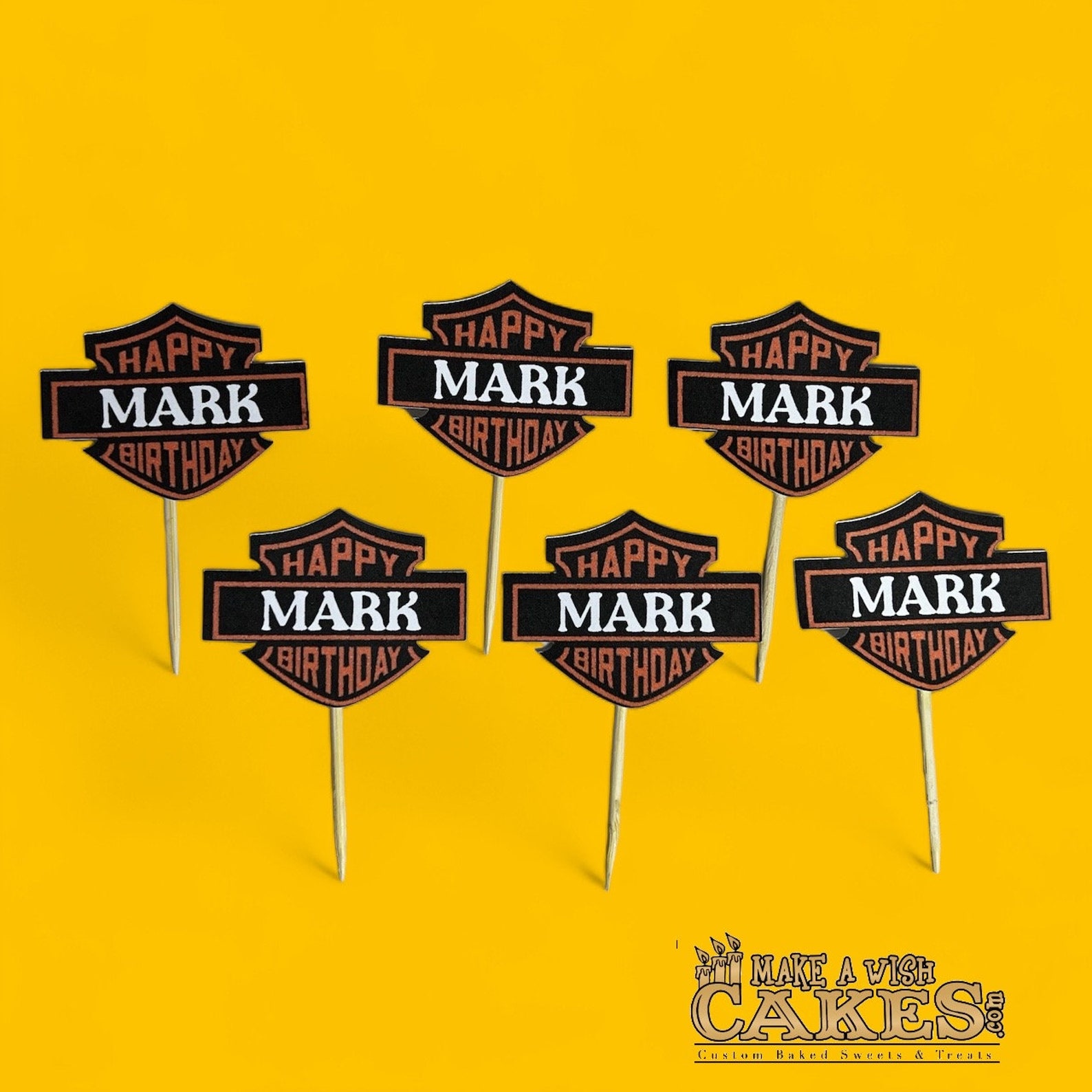 Customizable Harley Davidson Cake & Cupcake Topper - Topper and 6 ...