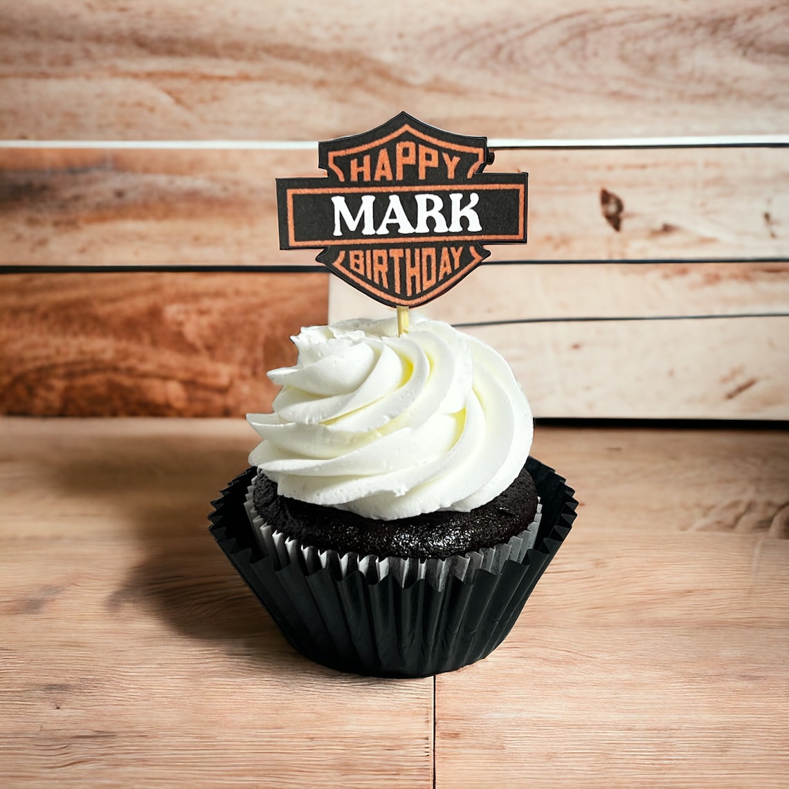 Customizable Harley Davidson Cake & Cupcake Topper - Topper and 6 ...