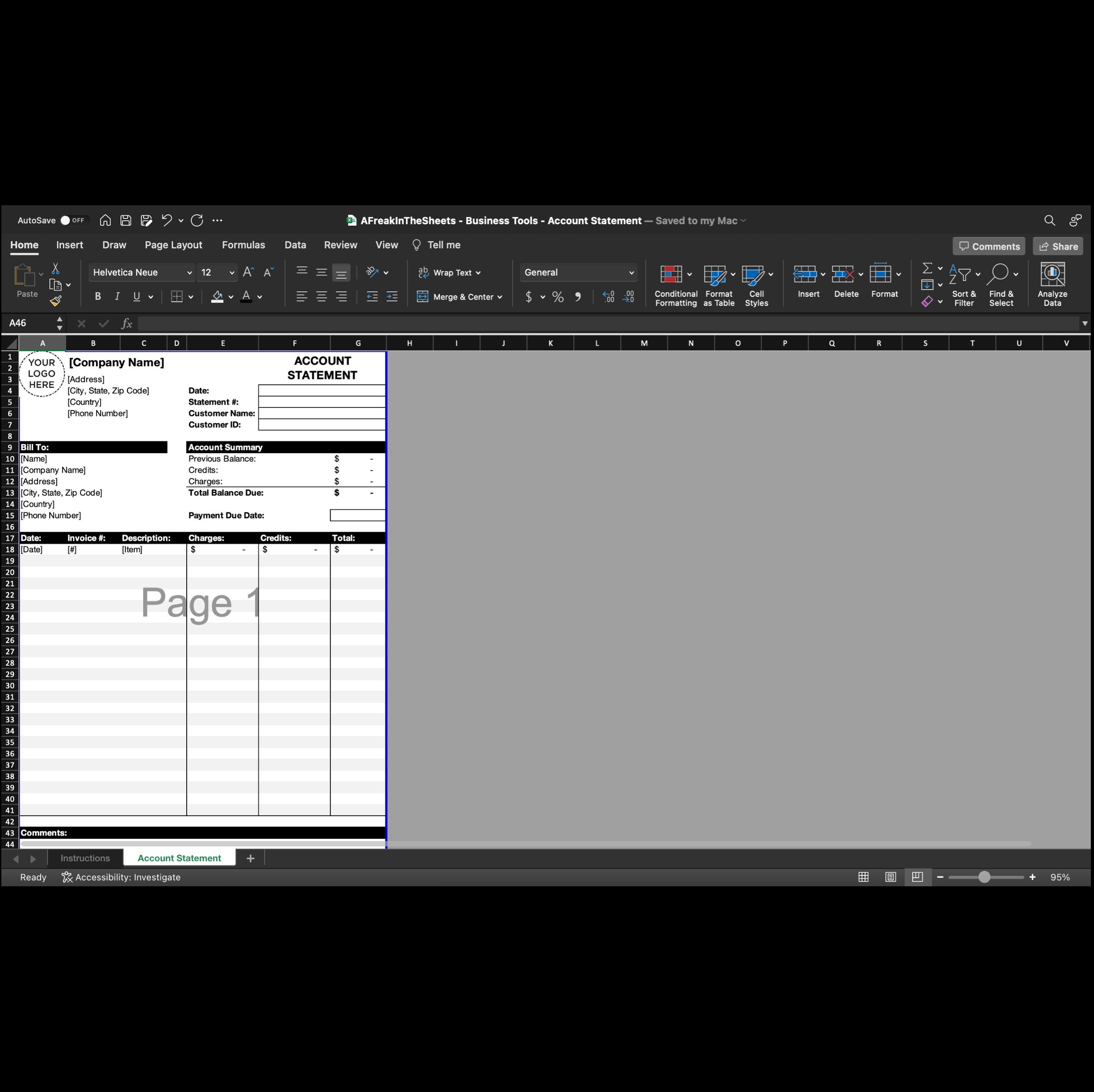 Business Management - Excel Template / Tool for Account Statements - Etsy