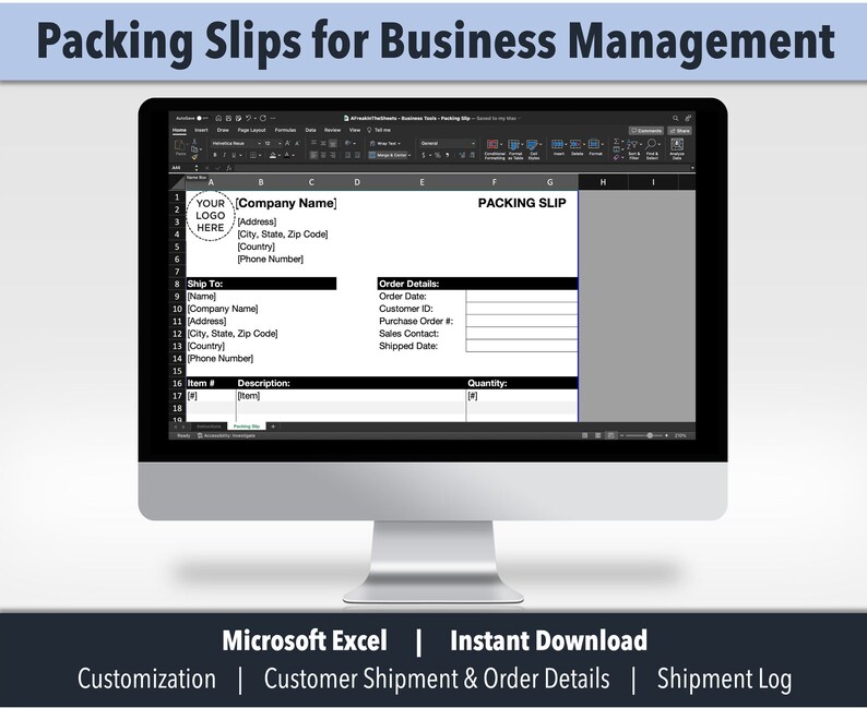 Business Management Excel Template / Tool for Packing Slips - Etsy