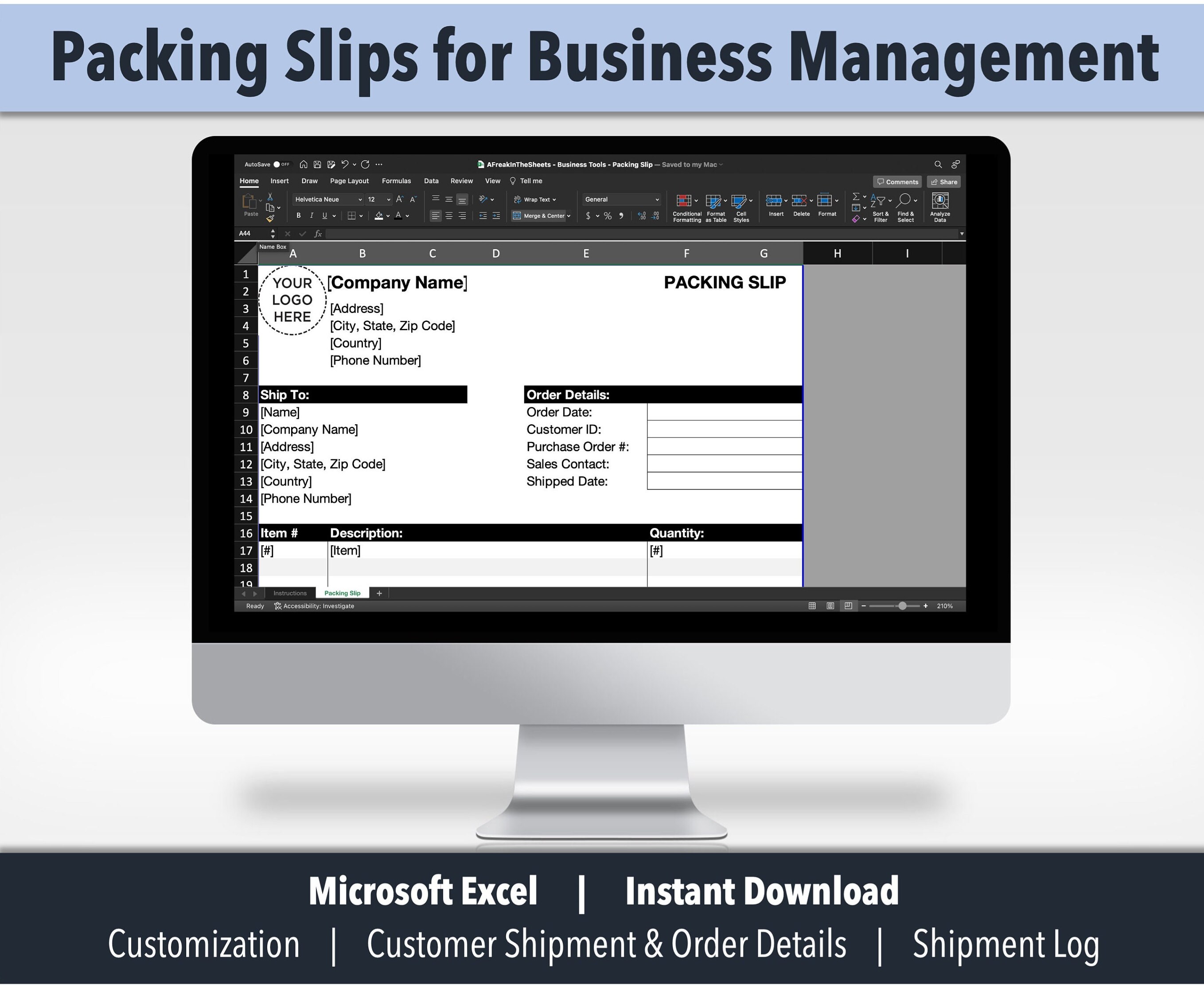 Business Management - Excel Template / Tool for Packing Slips - Etsy