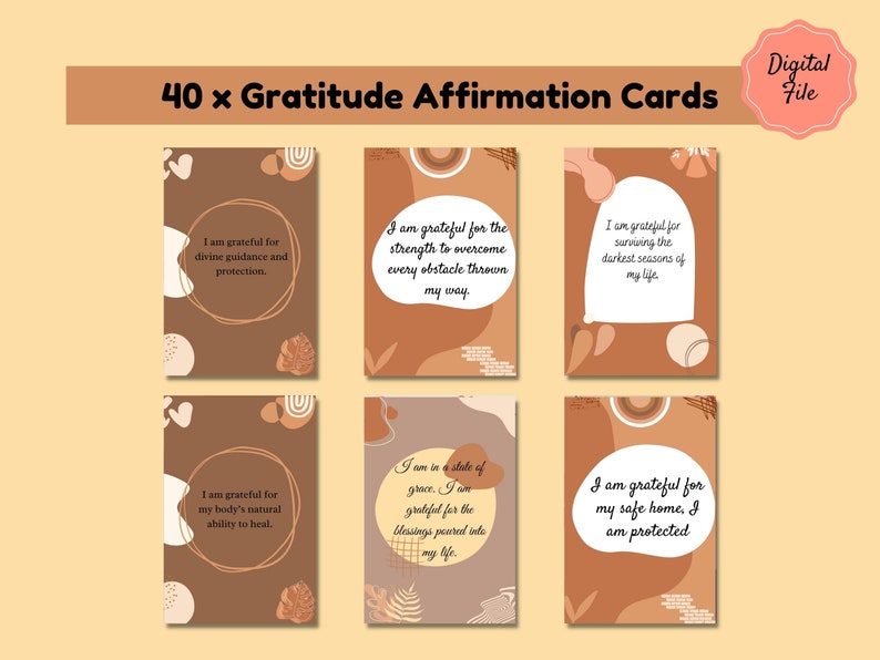 Gratitude Affirmation Cards | Daily Manifestation (digital Download) - Etsy