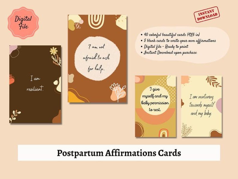 Postpartum Affirmation Cards | Wellness | Postpartum Mama | Motherhood ...