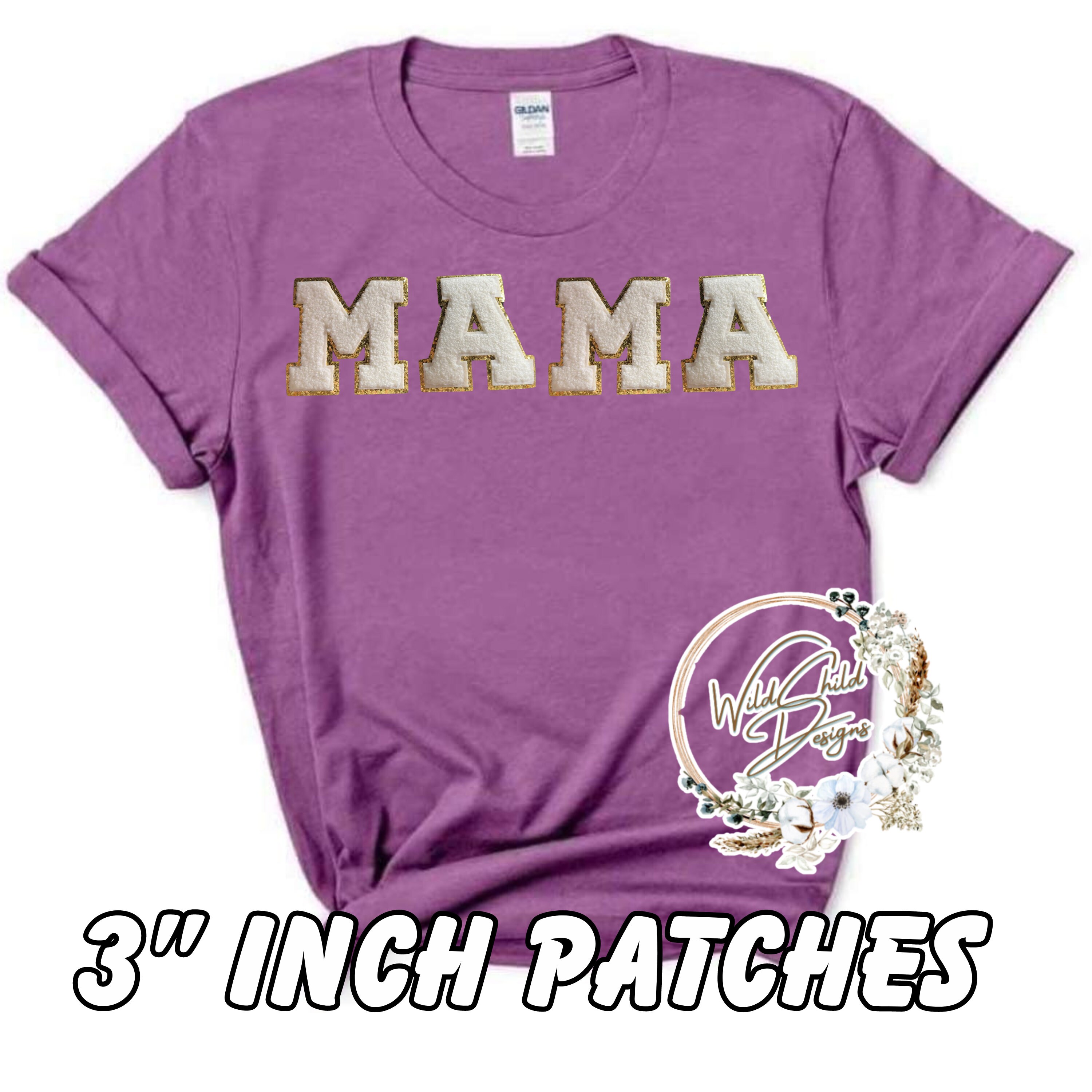 Mama 3” in Varsity Chenille Patch Letter (WHITE) - Etsy