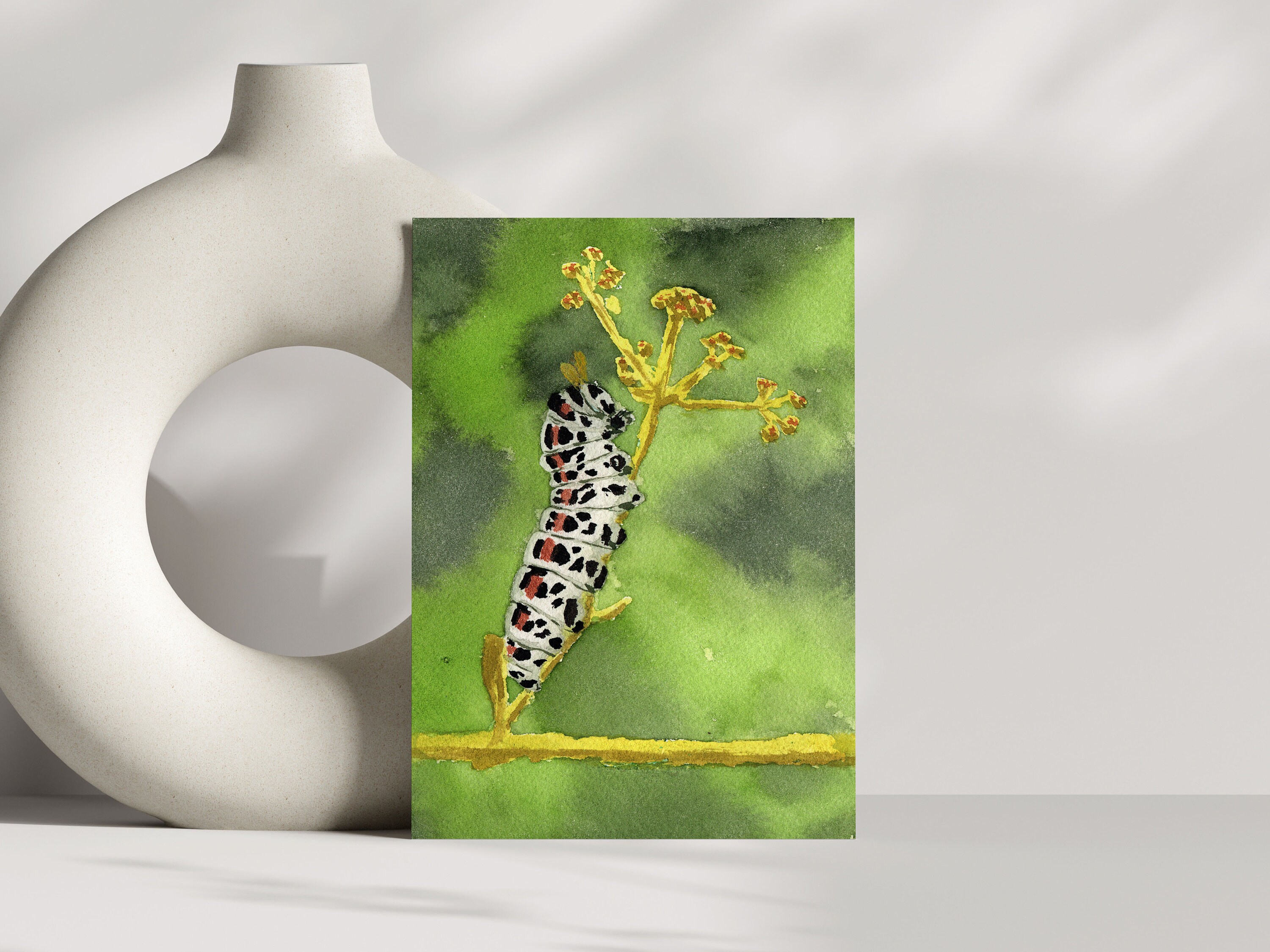 Handmade Greeting Cards Set (3) of Caterpillars Made in Watercolor and ...
