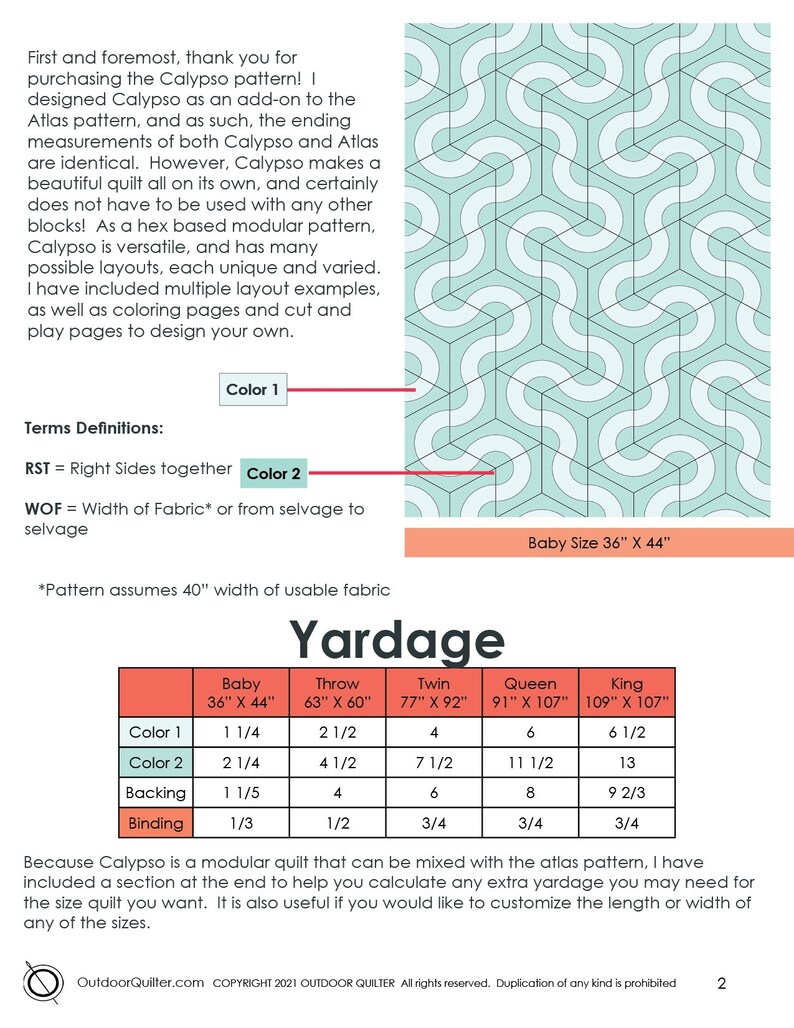 Calypso - PDF Quilt Pattern - Etsy