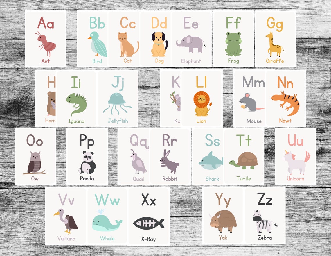 Printable Alphabet Flashcards Kindergarten Flashcards - Etsy