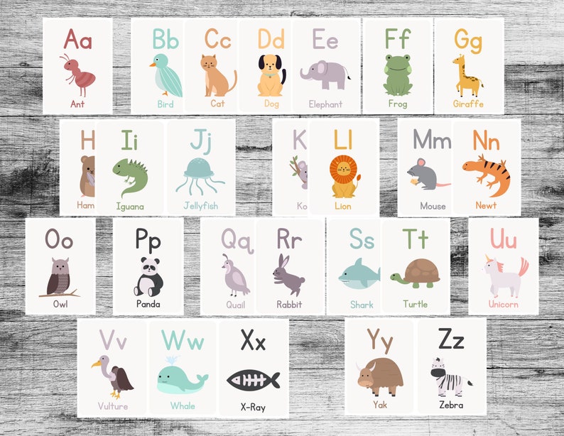 Printable Alphabet Flashcards Kindergarten Flashcards - Etsy