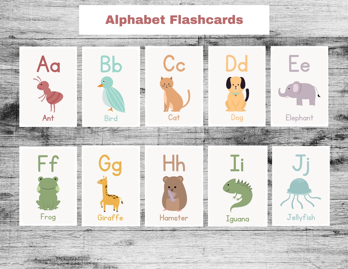 Printable Alphabet Flashcards Kindergarten Flashcards - Etsy