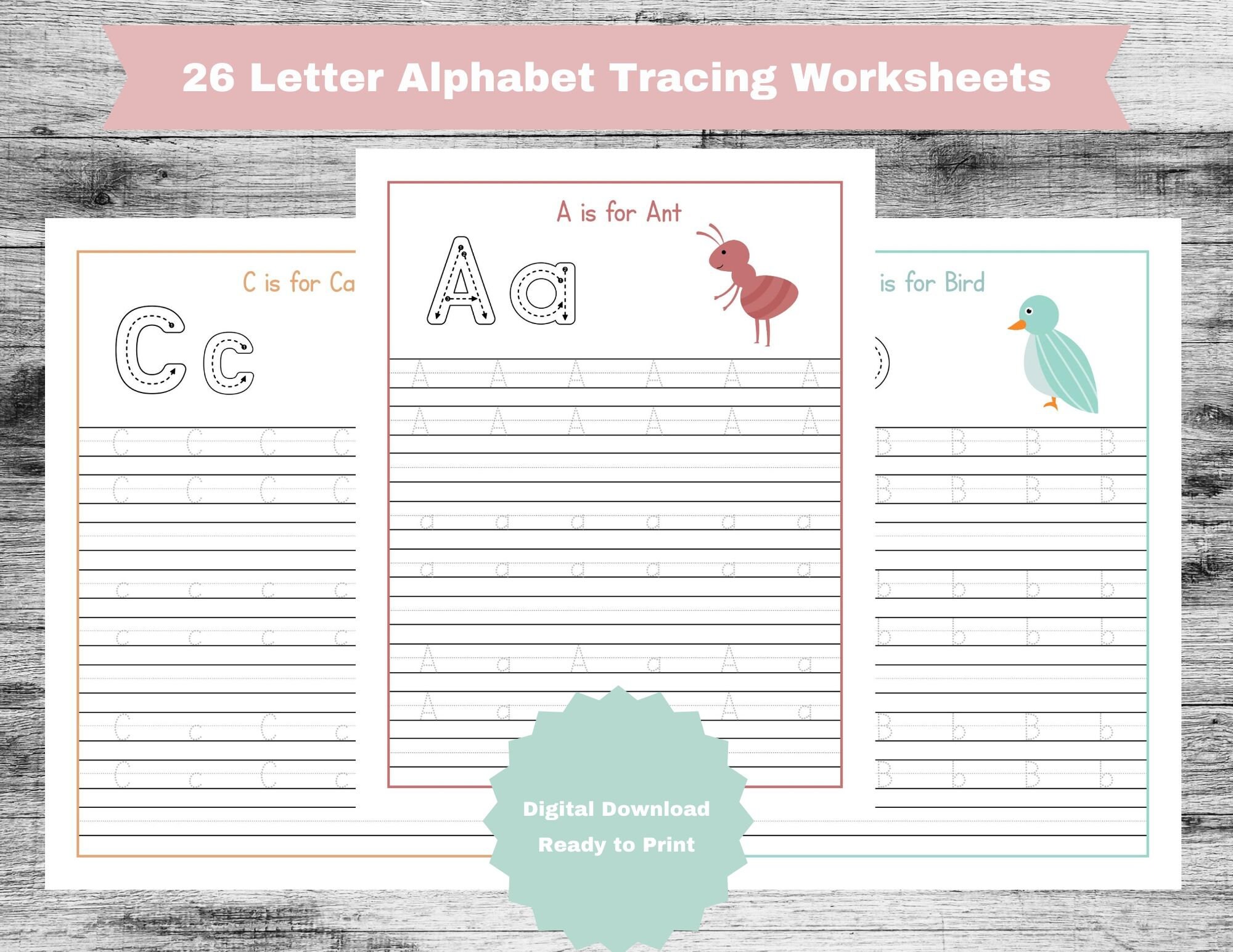 A-Z Tracing Worksheets ABC Tracing Handwriting Letters Tracing ...