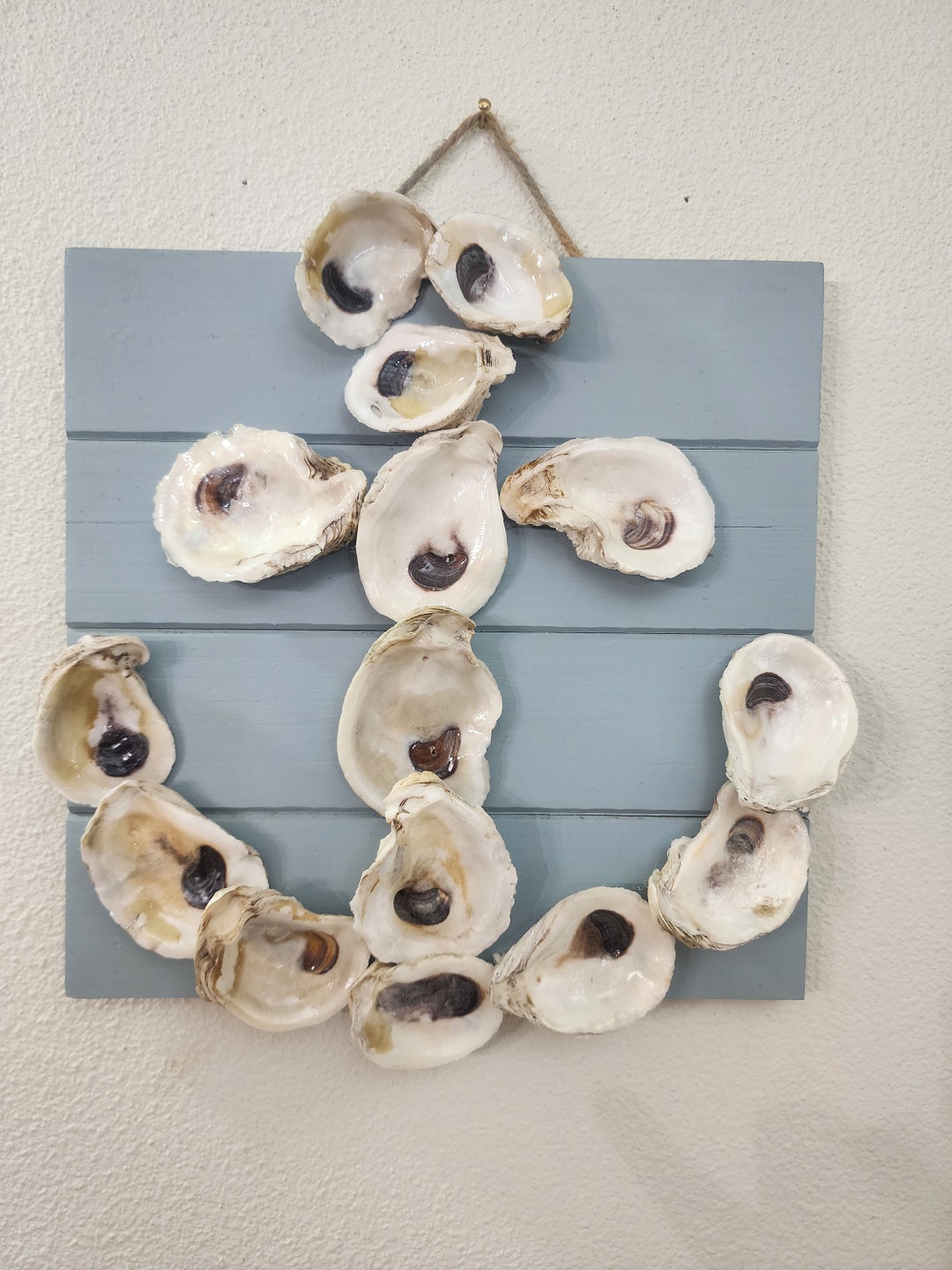 Nautical Oyster Shell Anchor Art on Pallet Board, Coastal Decor, Gift ...