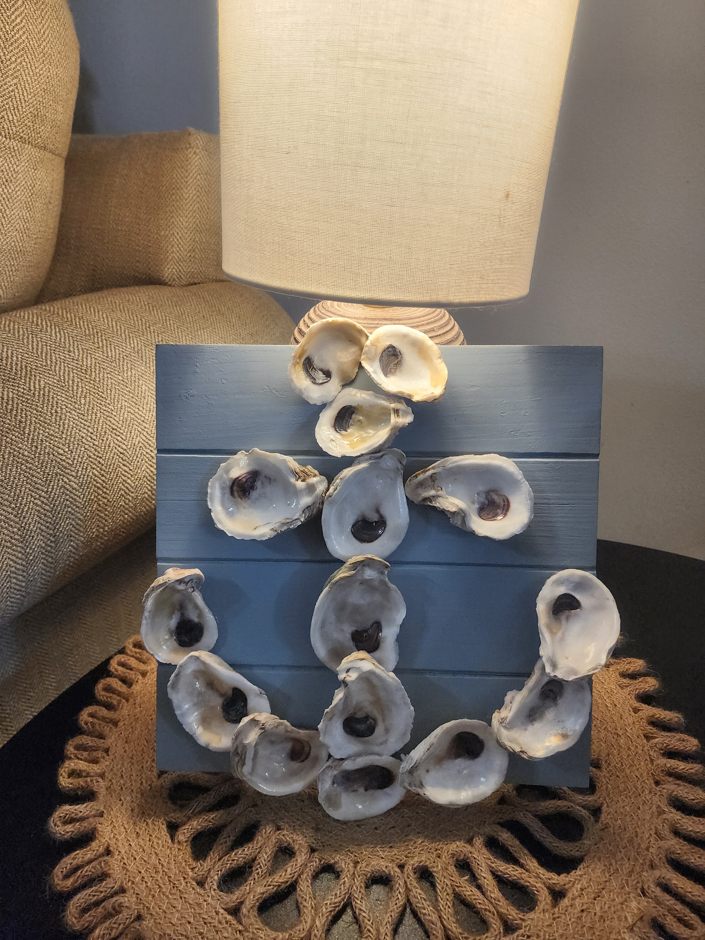Nautical Oyster Shell Anchor Art on Pallet Board, Coastal Decor, Gift ...