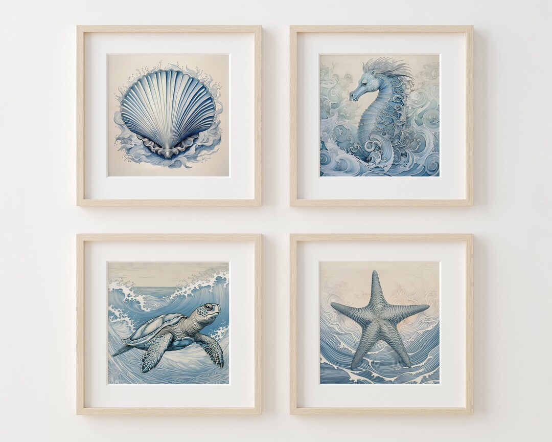 Coastal Wall Art Set of 4 Beach Prints Gallery Wall Digital Bundle ...