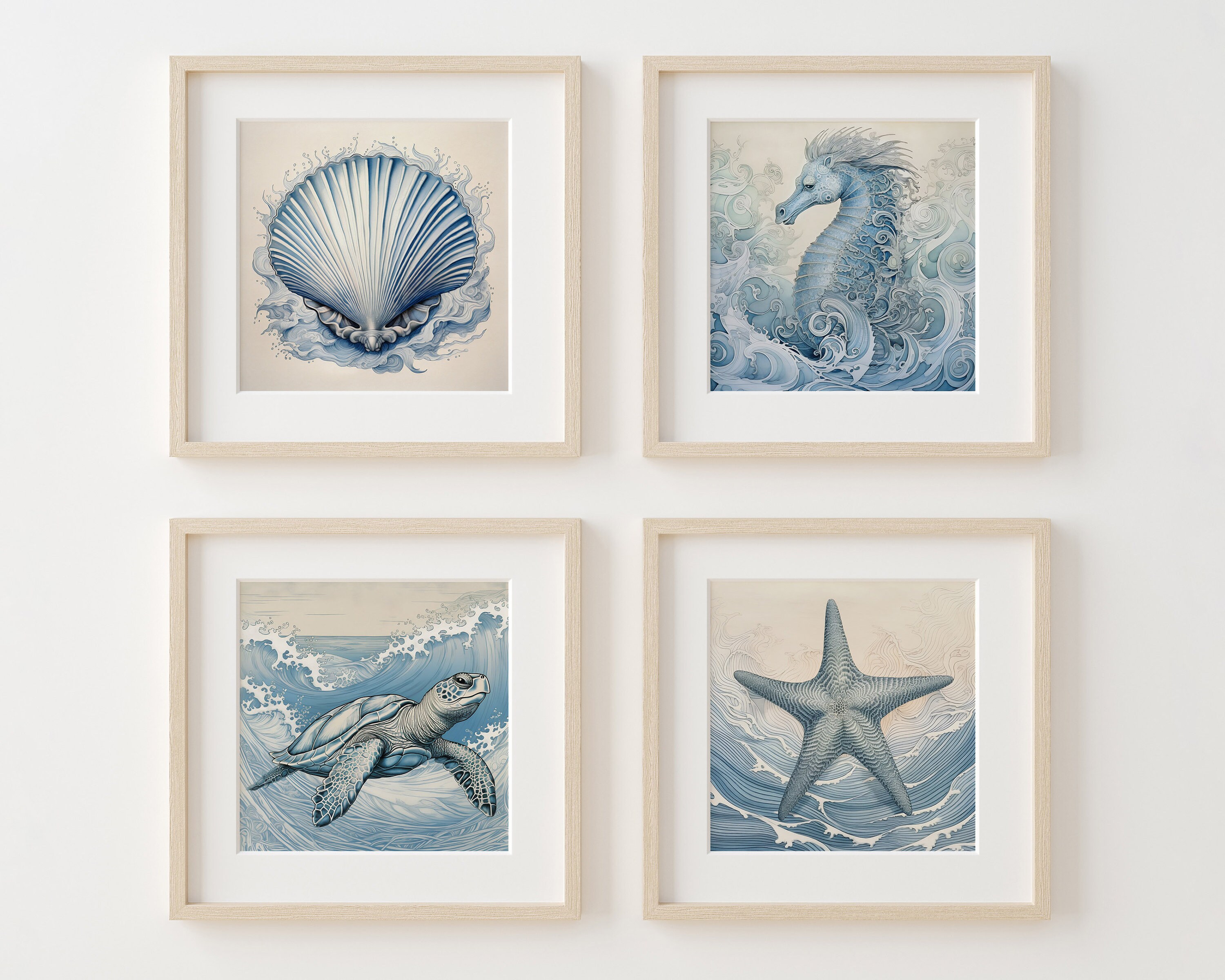Coastal Wall Art Set of 4 Beach Prints Gallery Wall Digital Bundle ...