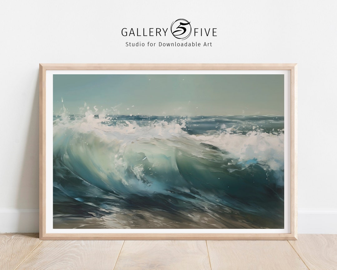 Ocean Wave Printable Wall Art Instant Digital Download Coastal Oil ...