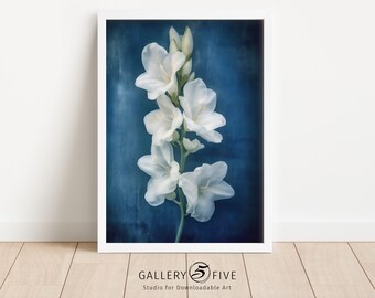 Printable Botanical Wall Art Bamboo Print Cyanotype Art for - Etsy