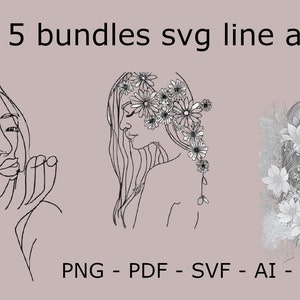 Line Art, SVG Bundles, Women's Art, Svg Canvas, Flowers, Cut Files ...