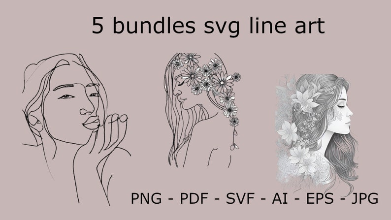 Line Art, SVG Bundles, Women's Art, Svg Canvas, Flowers, Cut Files ...