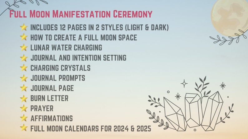 Printable Full Moon Ceremony & Manifestation Ritual Worksheets - Etsy