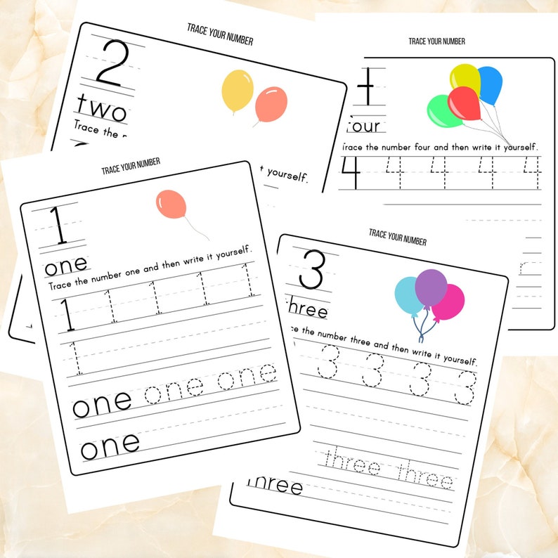 Number Tracing Sheet, Back to School, Preschool Line Tracing, Writing ...