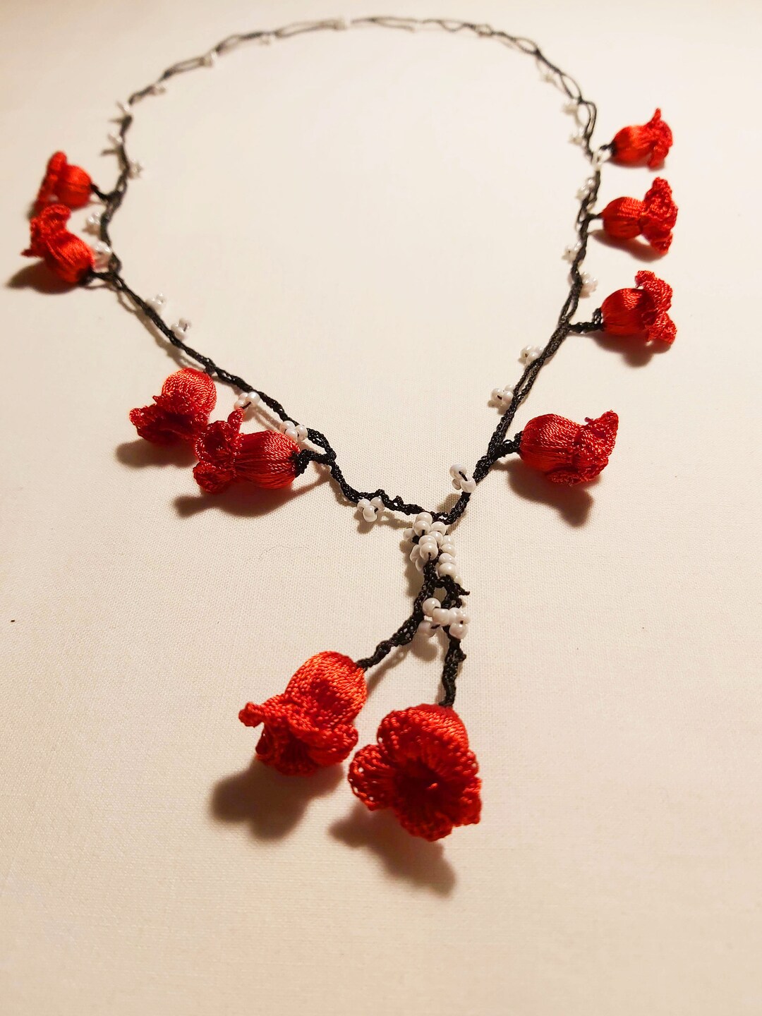 Handcrafted Turkish Oya Crochet Necklace With Delicate Floral Motifs ...