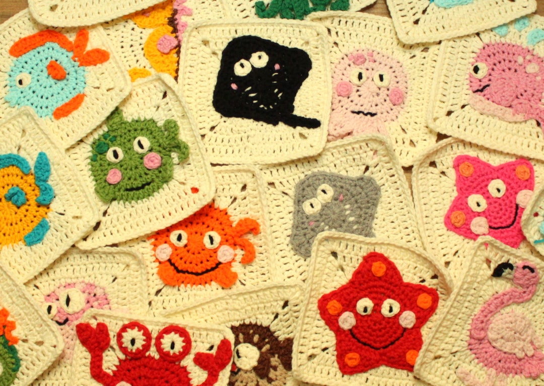 Sea Creatures Granny Square Set | 20 Pcs | Under the Sea | Baby Decor ...