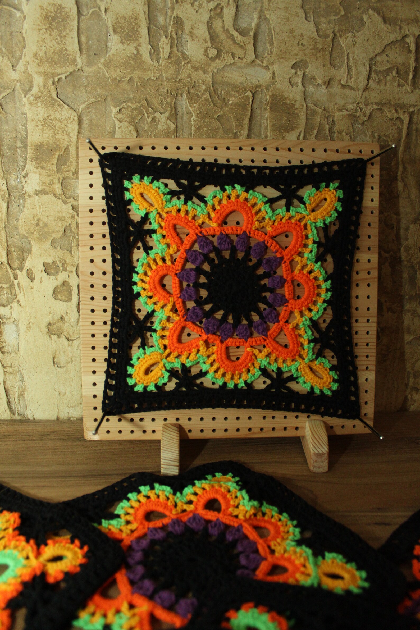 Dark Neon Granny Squares Set Gothic Neon Granny Squares 9 Granny ...