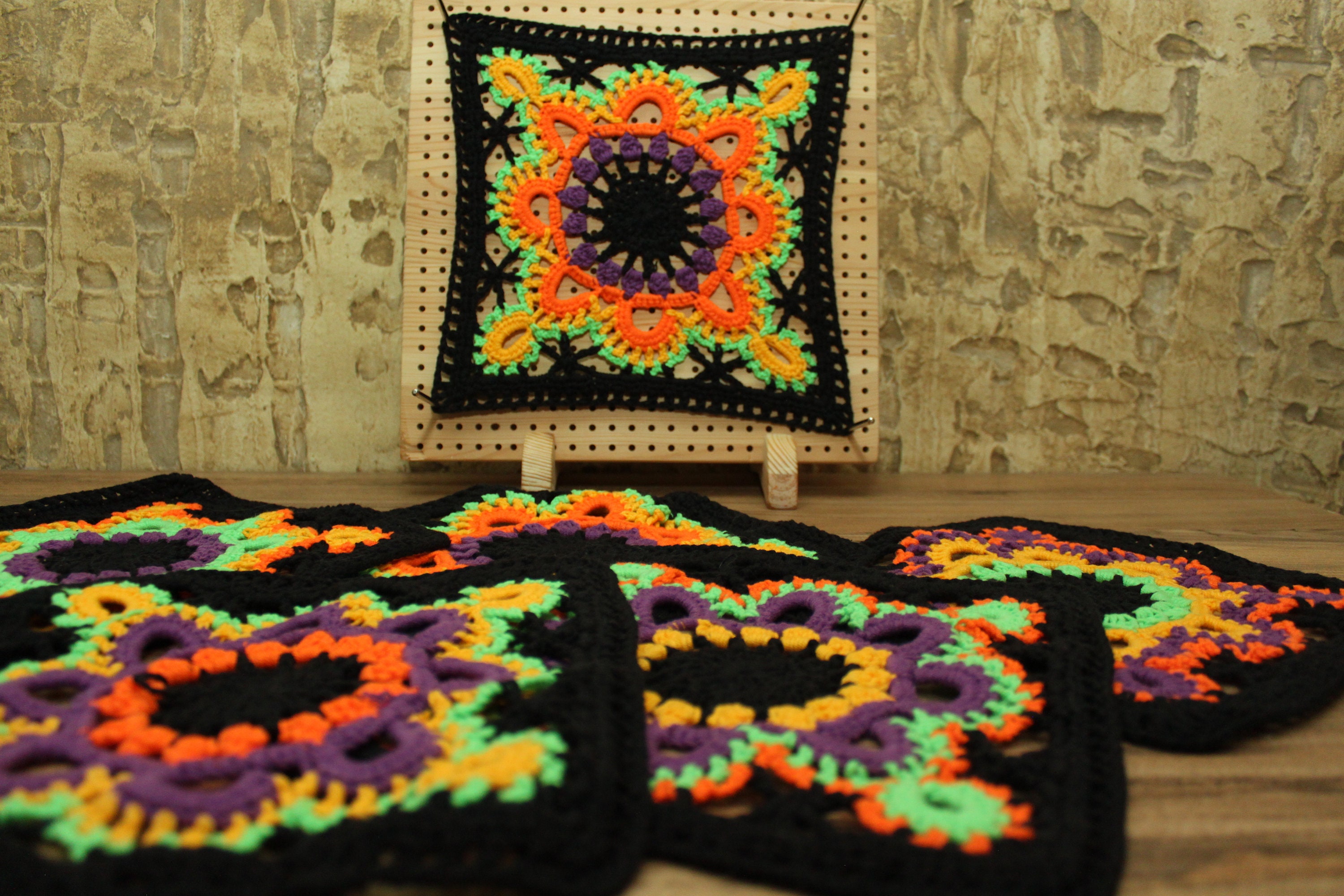 Gothic Neon Granny Squares: Unassembled Crochet Squares, 9 Inch - Etsy