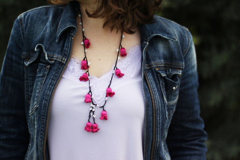 Handcrafted Turkish Oya Crochet Necklace With Delicate Floral - Etsy