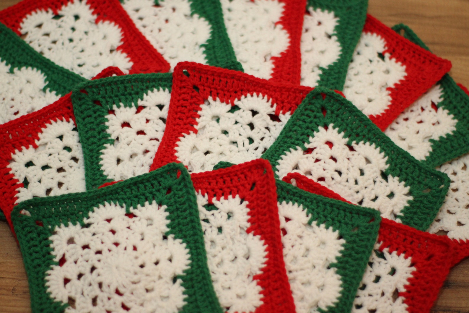 Colorful Holiday Granny Squares Pack | Big 5.5" Squares | 16 Pieces ...