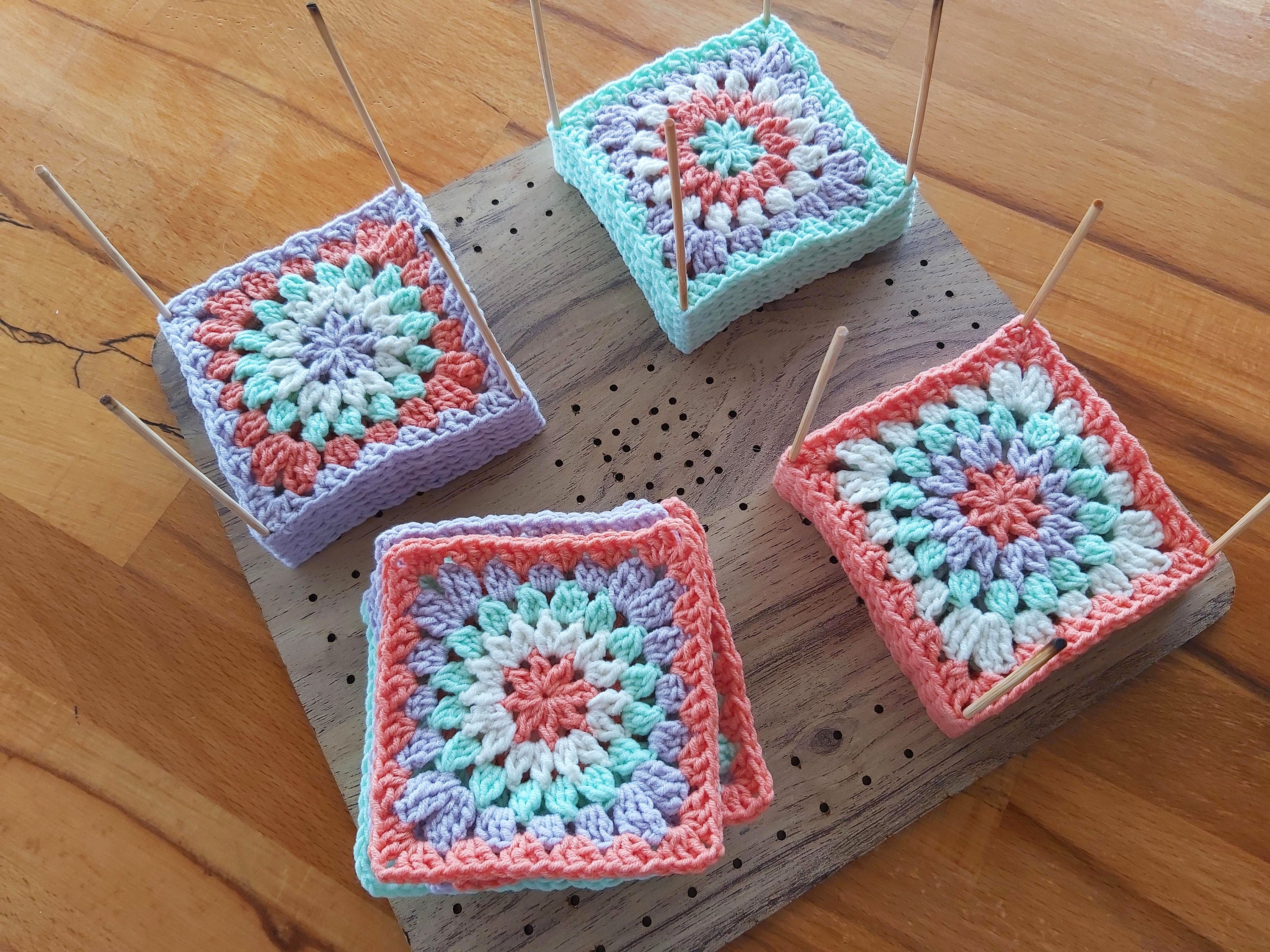 Unblocked Granny Squares & Crochet Coasters 6 Pcs Handmade Coasters - Etsy