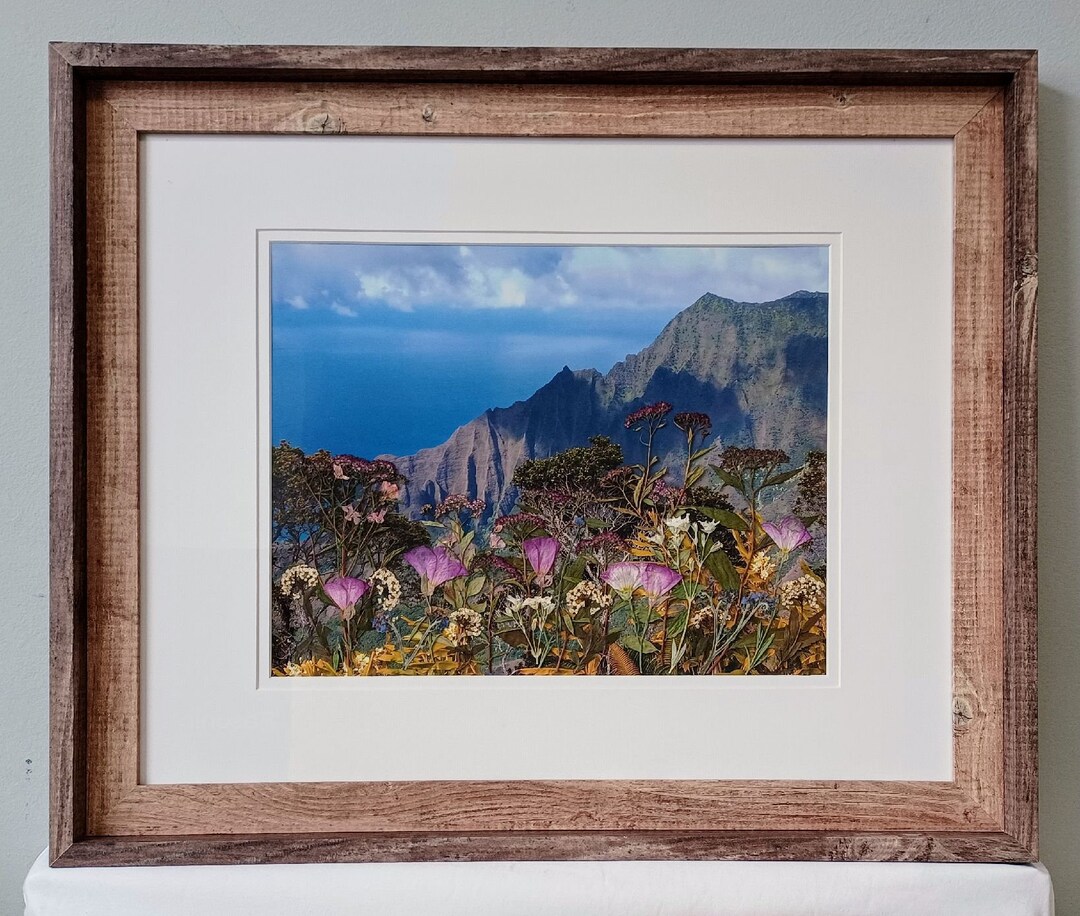 Kalalau Lookout kauai, Hawaii Photo With Real Flowers Added in 23x19 ...