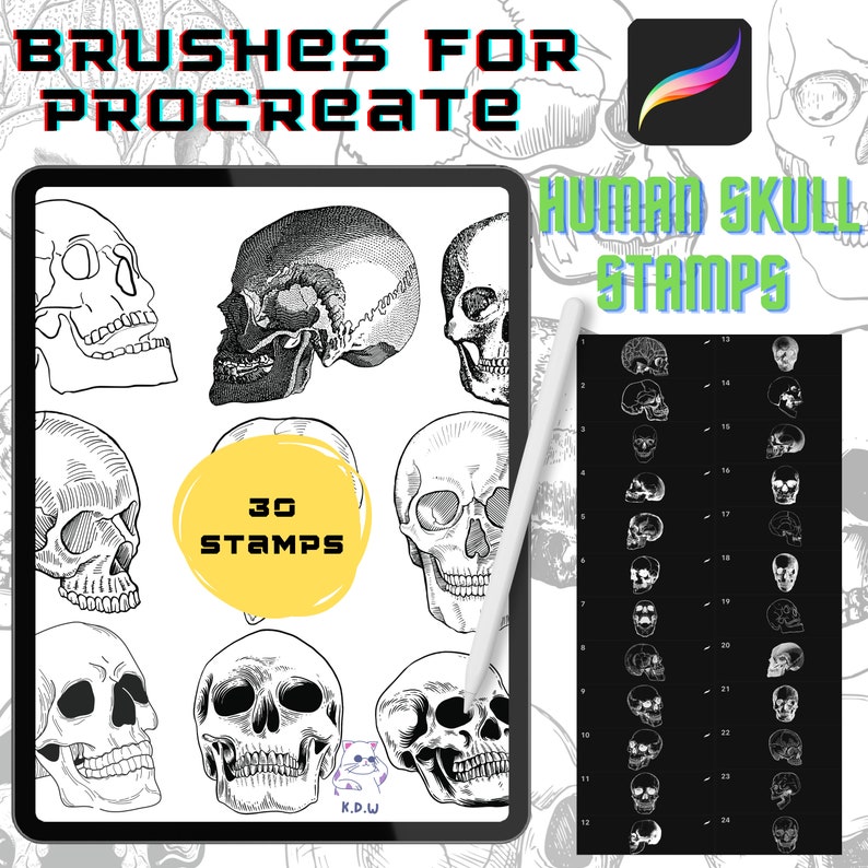 Procreate Brushes Skull Procreate Stamp Brush Pack Skull - Etsy