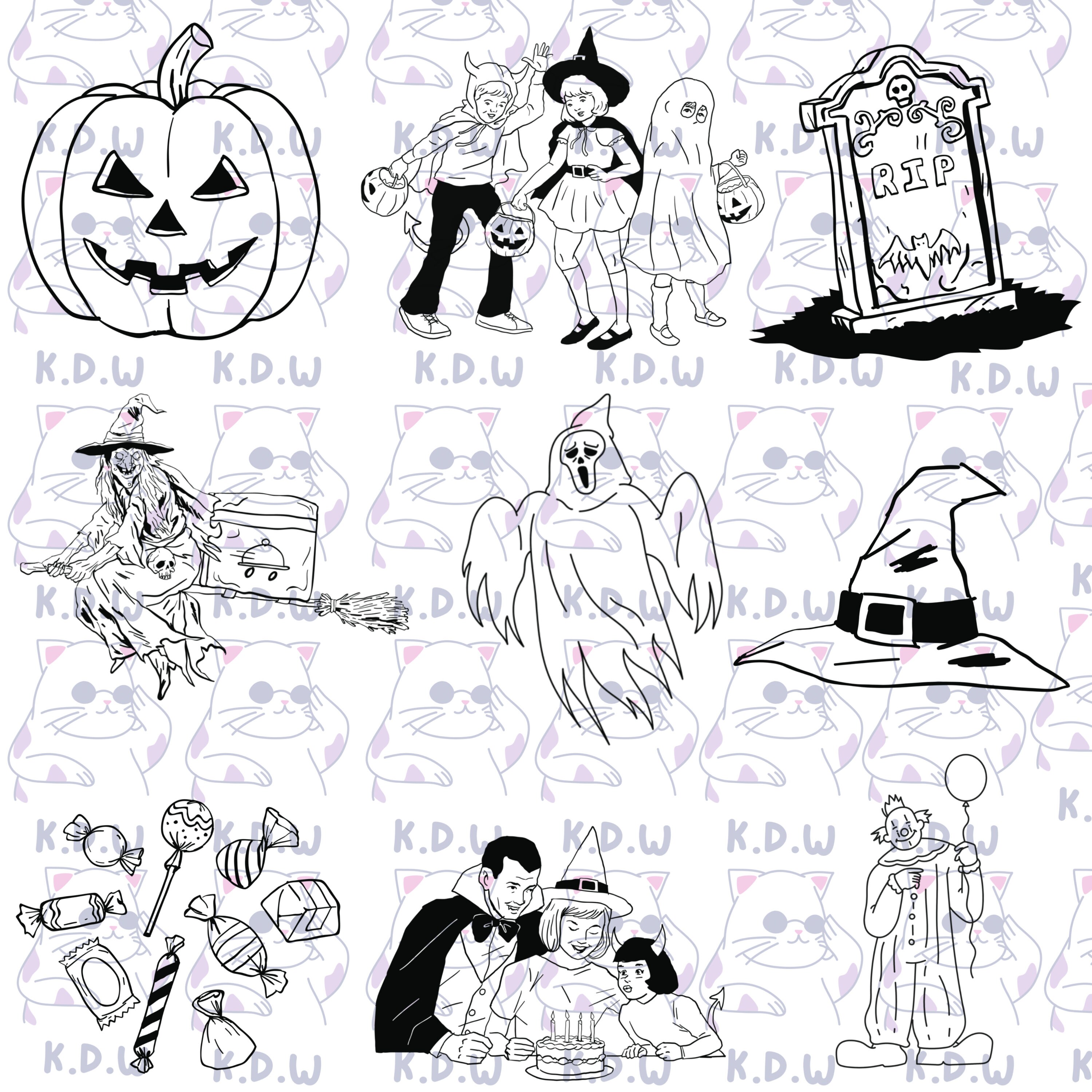 Procreate Brushes Retro Fall Halloween Procreate Stamp Brush Pack ...