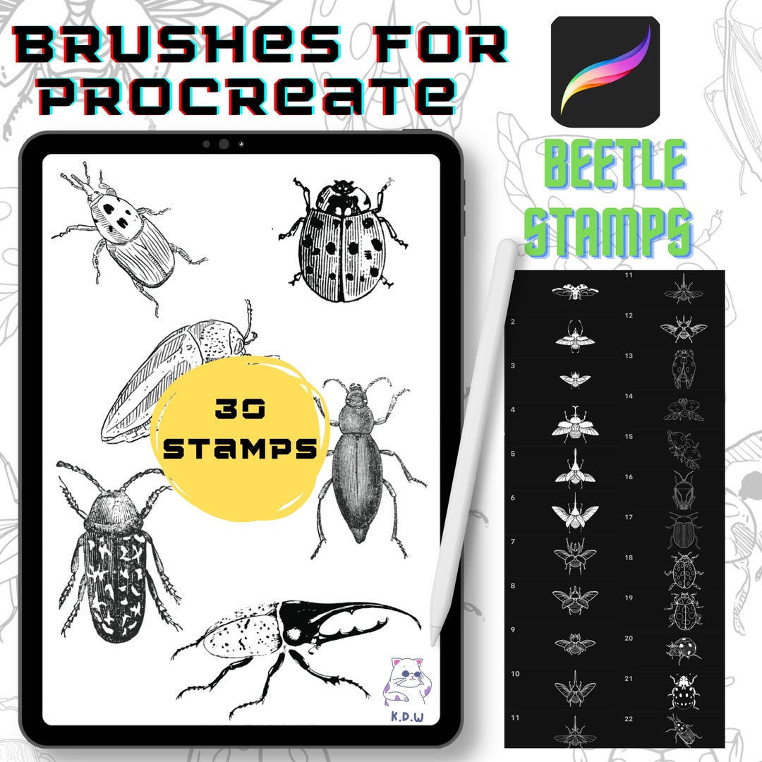 Procreate Brushes Beetles & Bugs Procreate Stamp Brush Pack Tattoo Stencil Procreate Brushes ...
