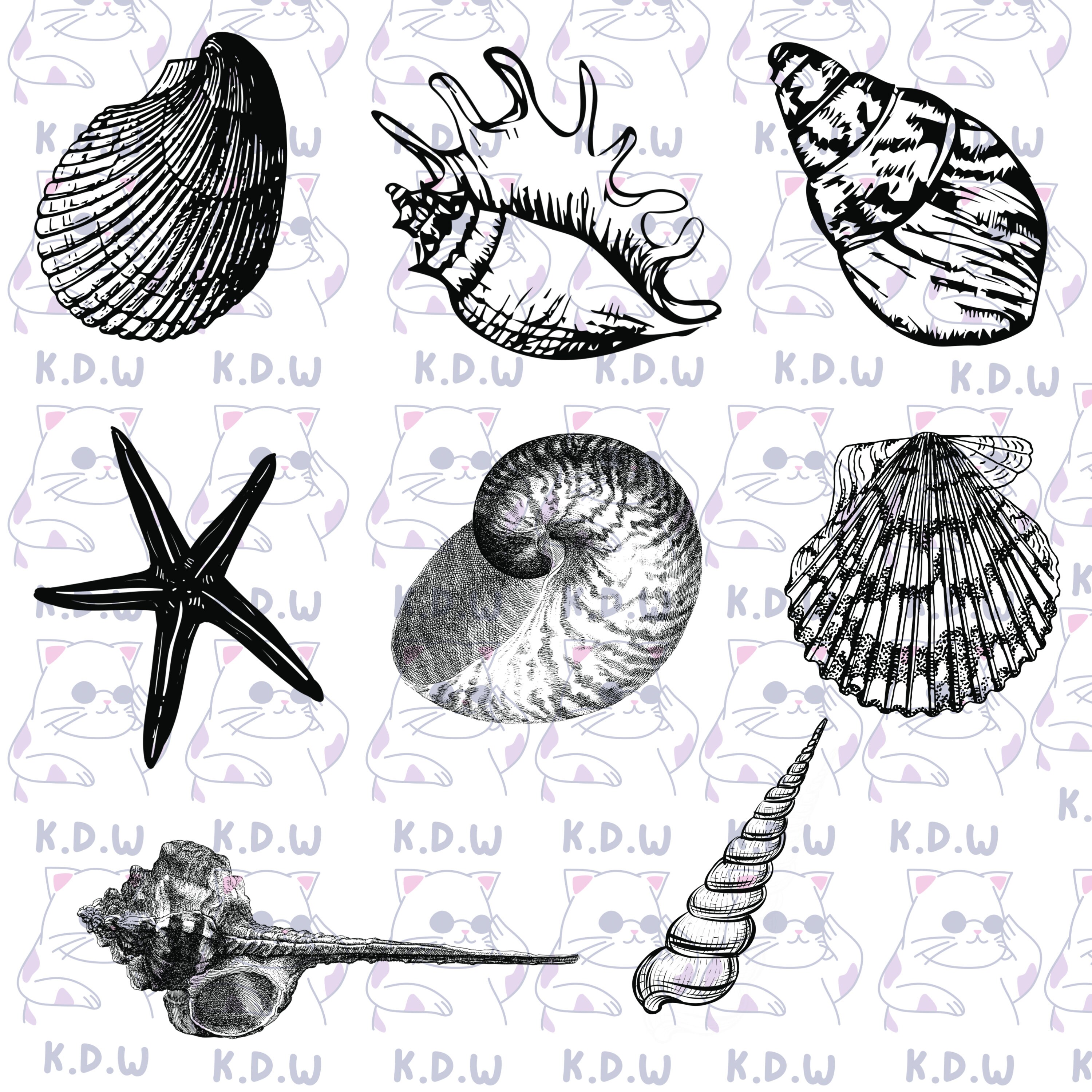 Procreate Brushes Seashell Procreate Stamp Brush Pack Shell Tattoo ...