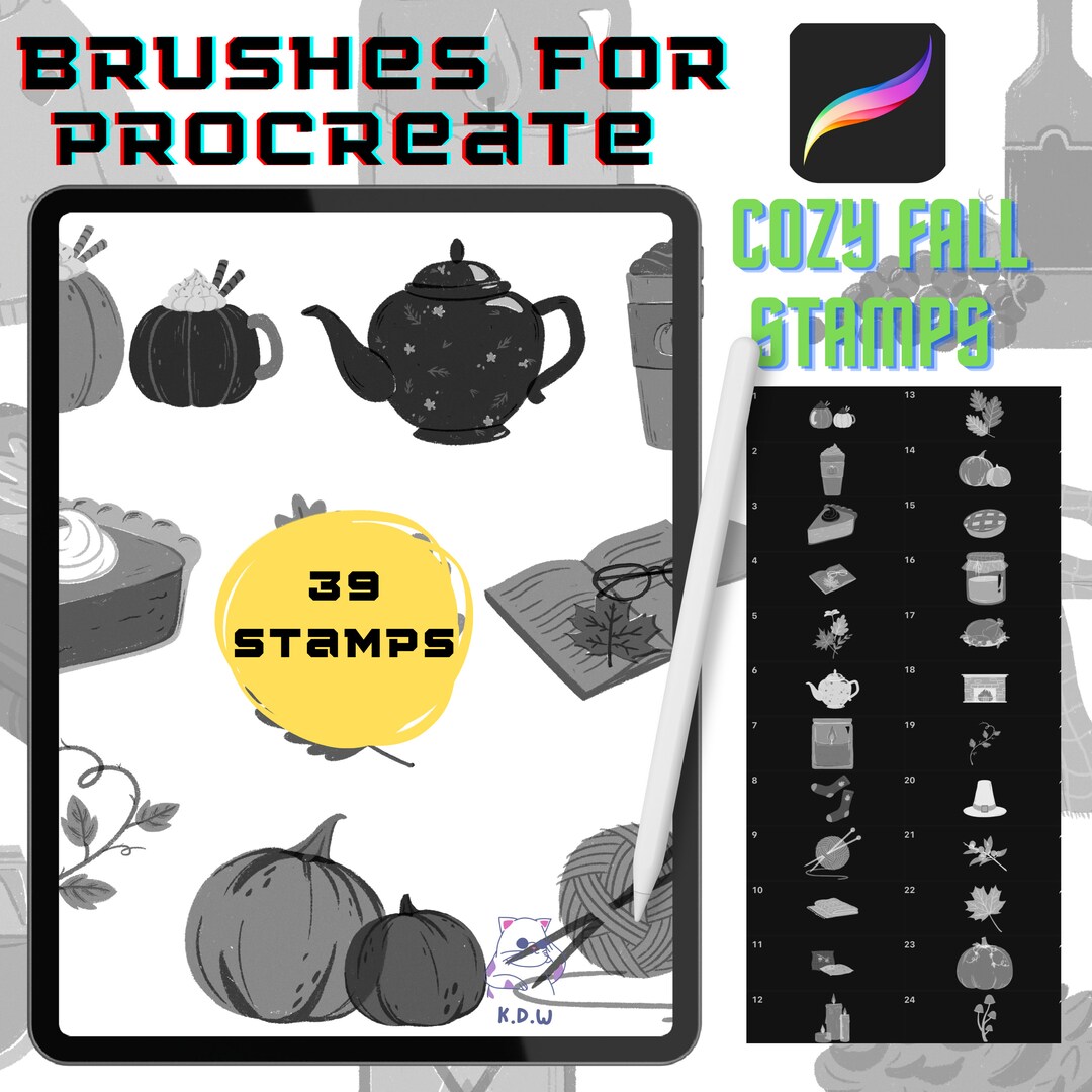 Procreate Brushes Fall Procreate Stamp Autumn Brush Pack Tattoo Stencil ...