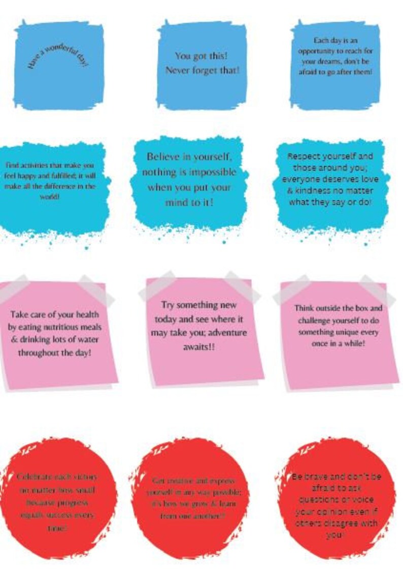 Printable Inspirational Notes for Teens - Etsy