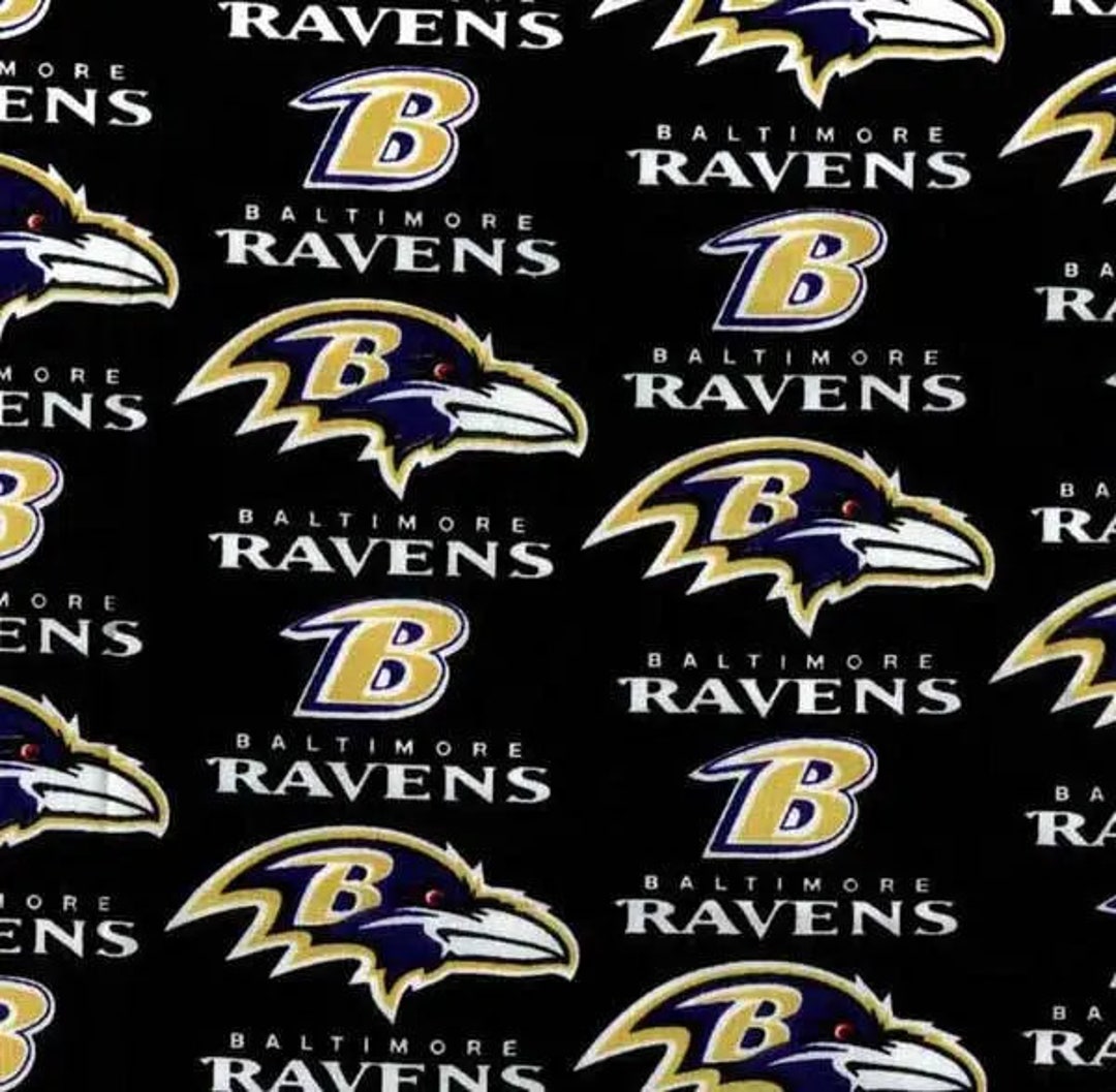NFL Baltimore Ravens Football PRE-CUT Fabric in Blue 58 Wide 100% ...