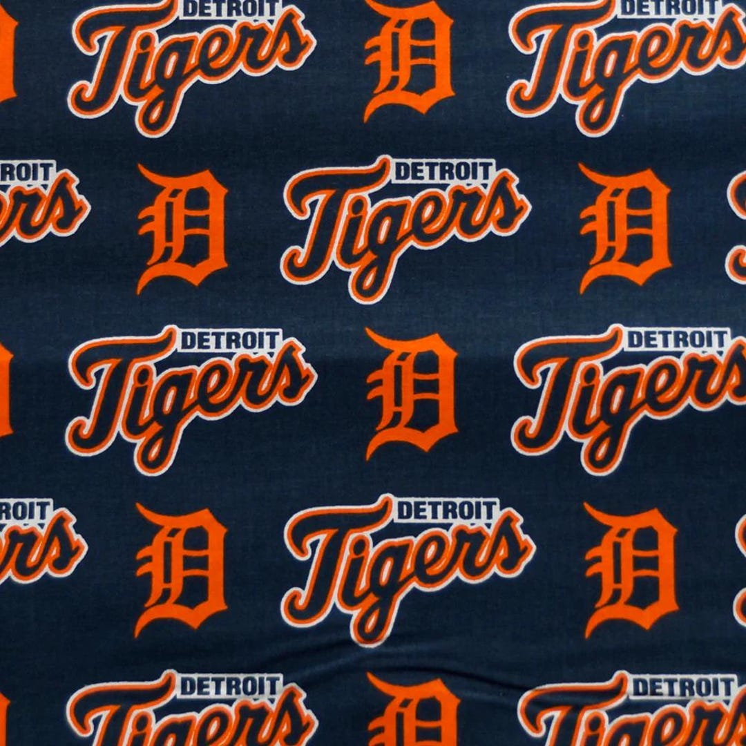MLB Detroit Tigers Fabric on Blue 58" Wide 100% Cotton Fabric From ...