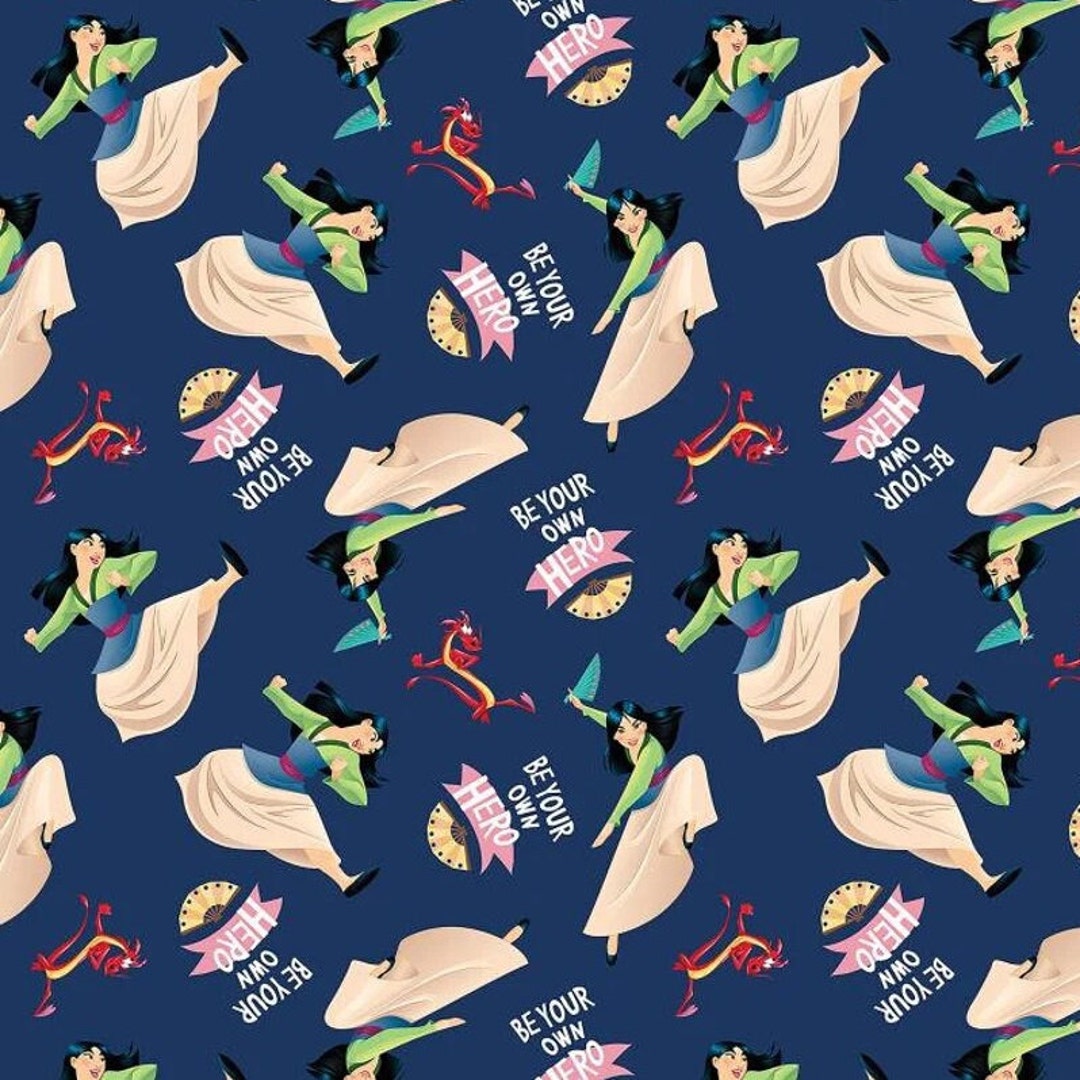 Disney Mulan Be Your Own Hero in Navy PRE-CUT Fabric From Springs ...