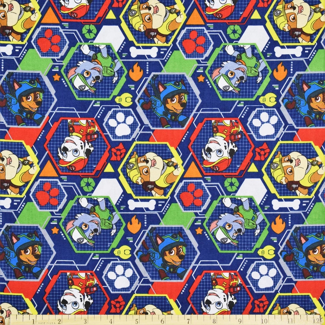 Paw Patrol Mission Pawsible in Navy Blue PRE-CUT Fabric From David ...