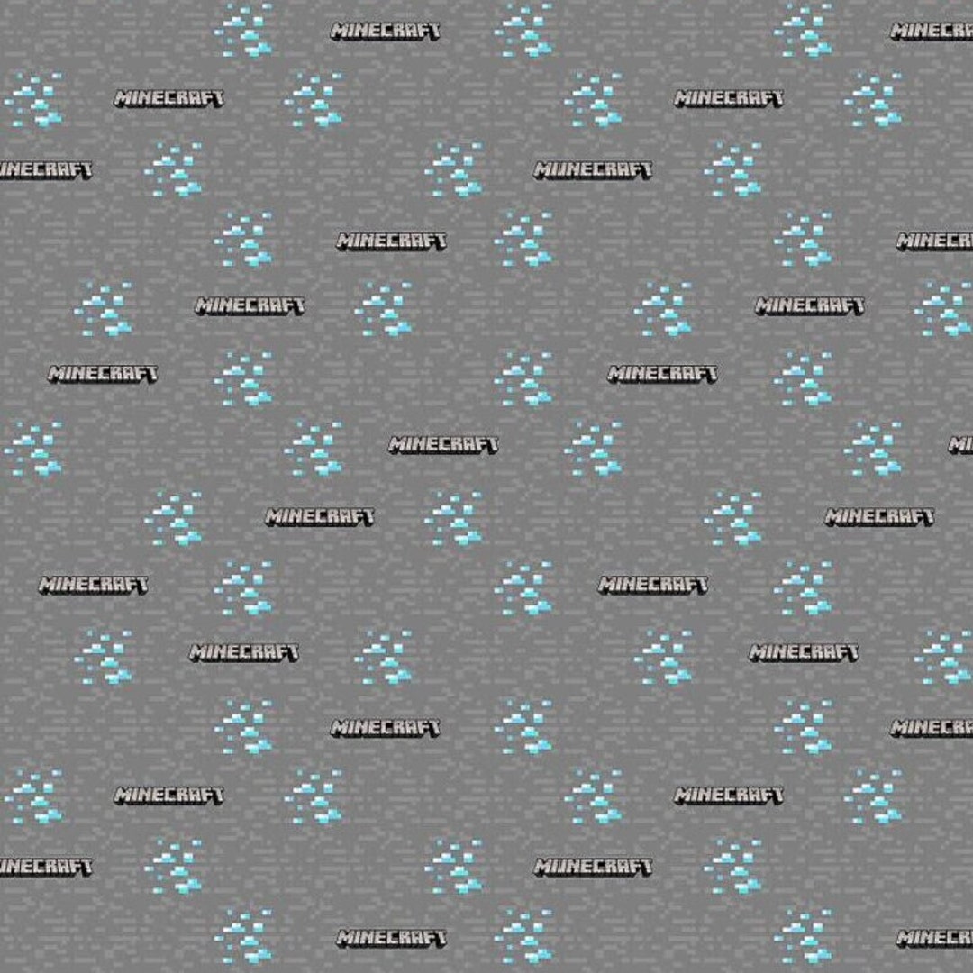 Minecraft Diamond Mine Logo in Gray 2/3 YARD Fabric From Springs ...