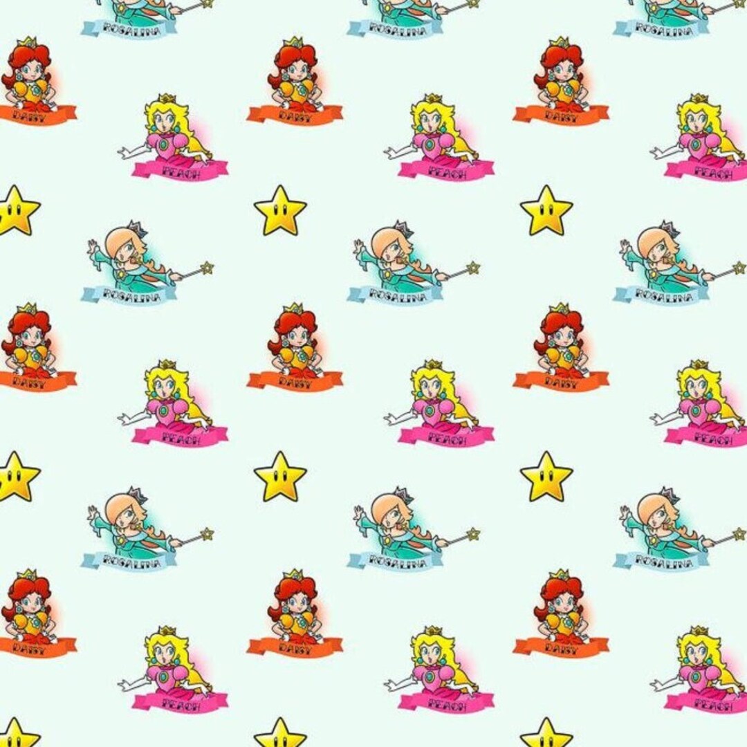 Nintendo Mario Princesses in Pale Green 1/2 YARD Fabric From - Etsy