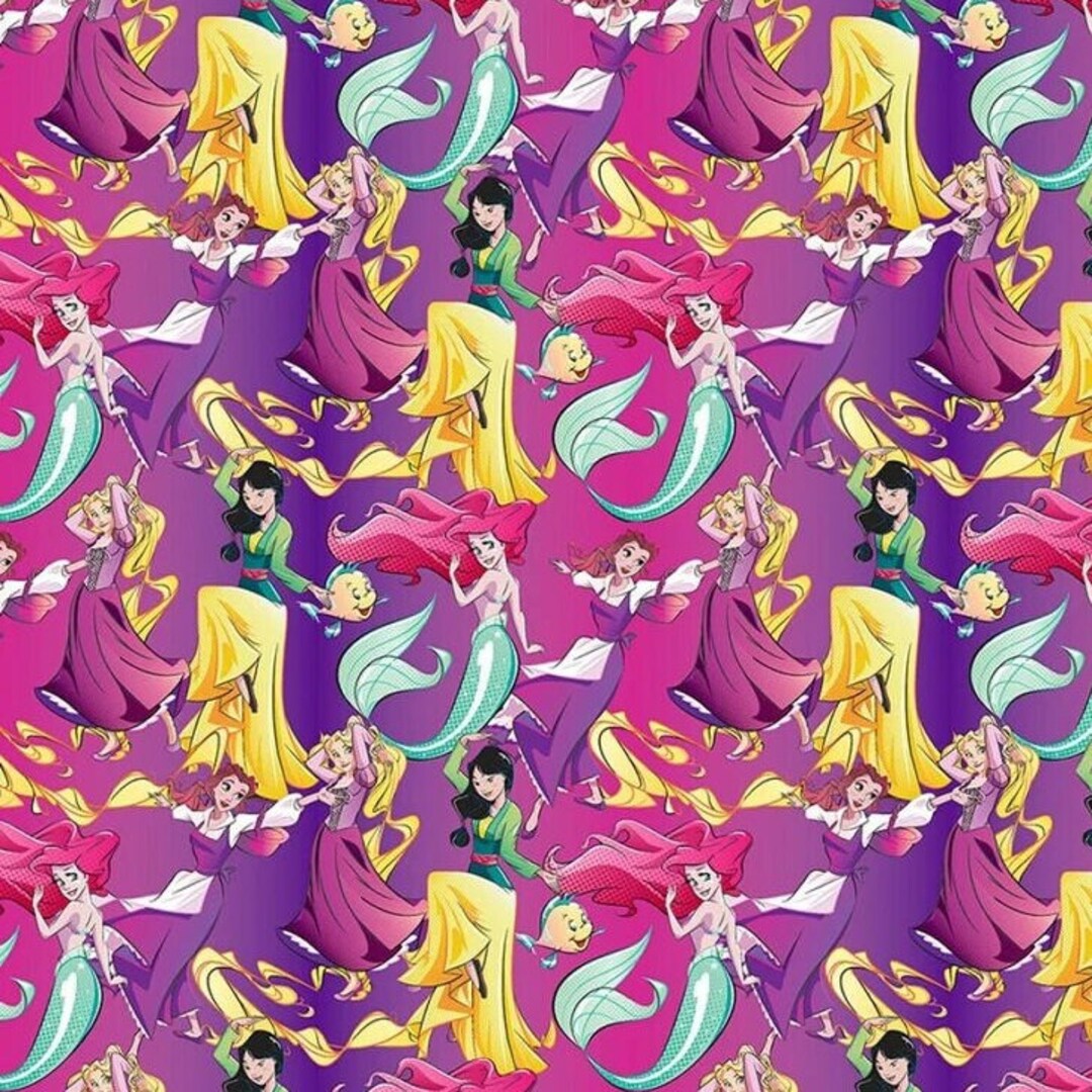 Disney Princess Toss Allover in Pink/purple 31 INCH Fabric From Springs ...