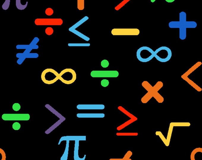 PRE-CUT Extra Credit Metric Math Symbols Fabric in Black 100% Cotton by ...