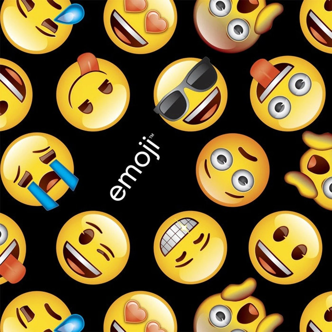 Emoji Classic in Black 1/2 YARD Fabric From David Textiles 100% Cotton ...