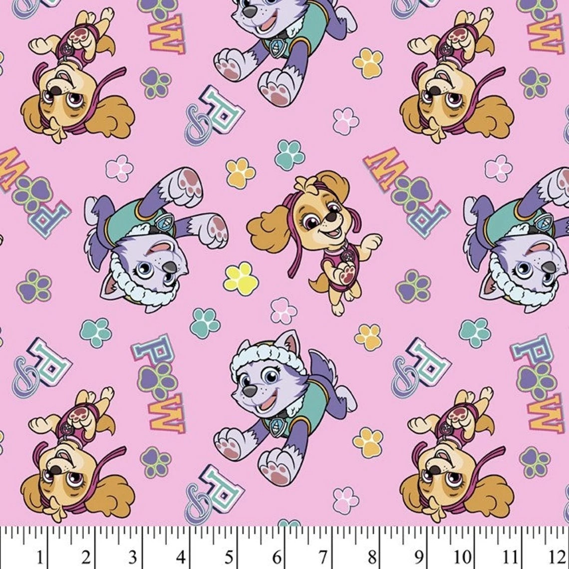 Paw Patrol Team Skye And Everest In Pink 1 4 Yard Fabric From Etsy