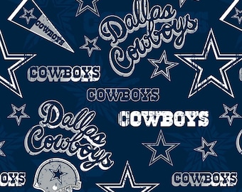 Dallas Cowboys Football NFL Fabric Toss in White 58" Wide 100% Cotton ...